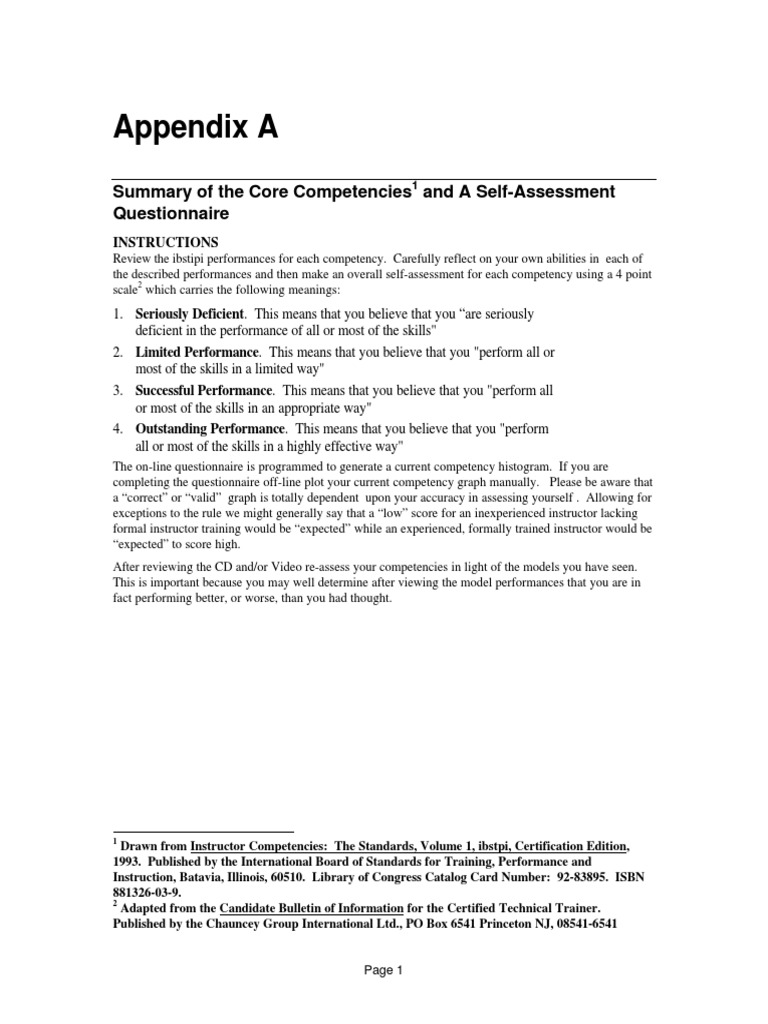 Core Competencies Self-Assessment Guide | PDF | Learning | Nonverbal ...