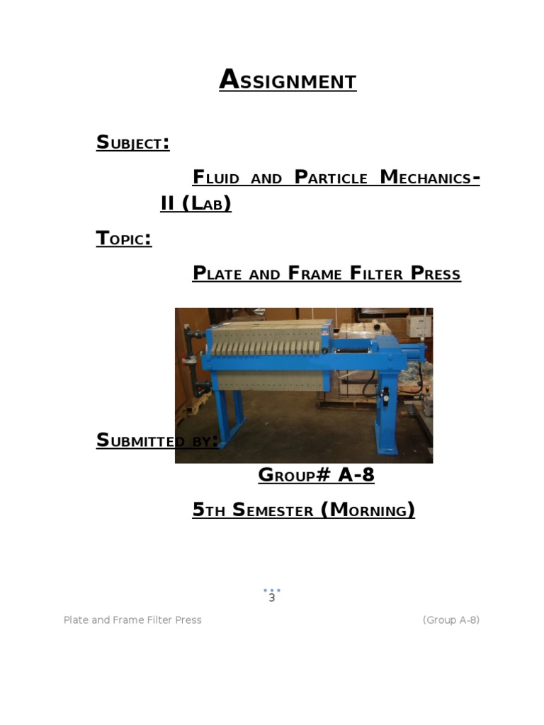 Plate and Frame Filter Press | PDF | Filtration | Chemical Engineering