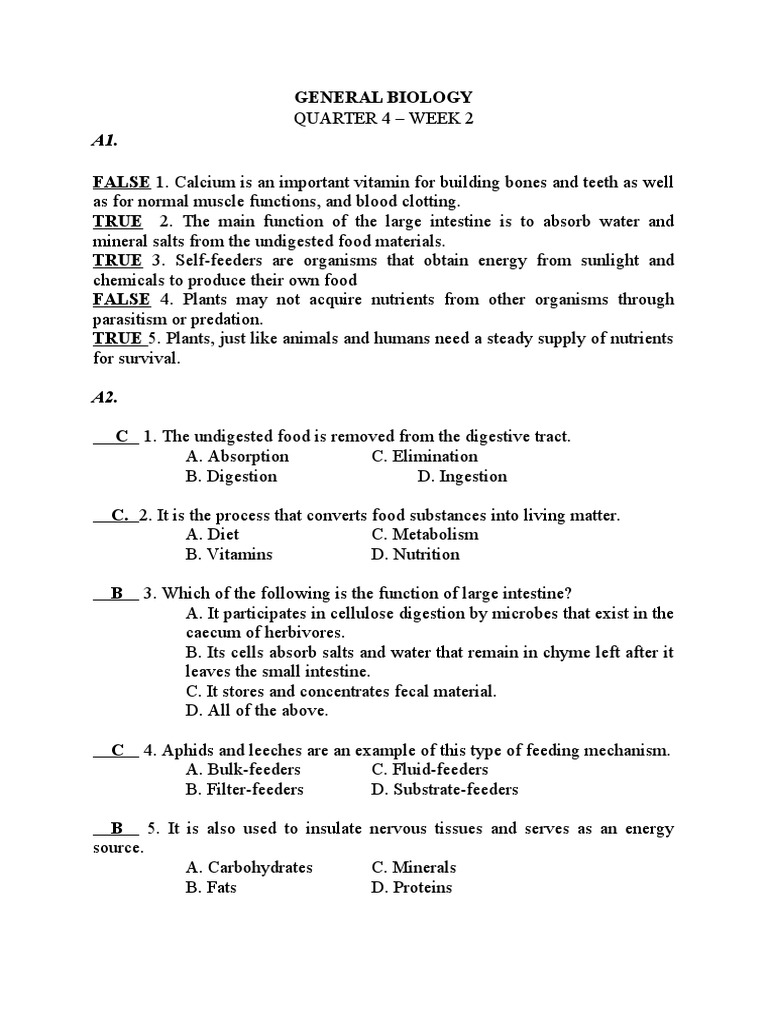 Q4 Week 2 Gen Bio | PDF | Digestion | Foods