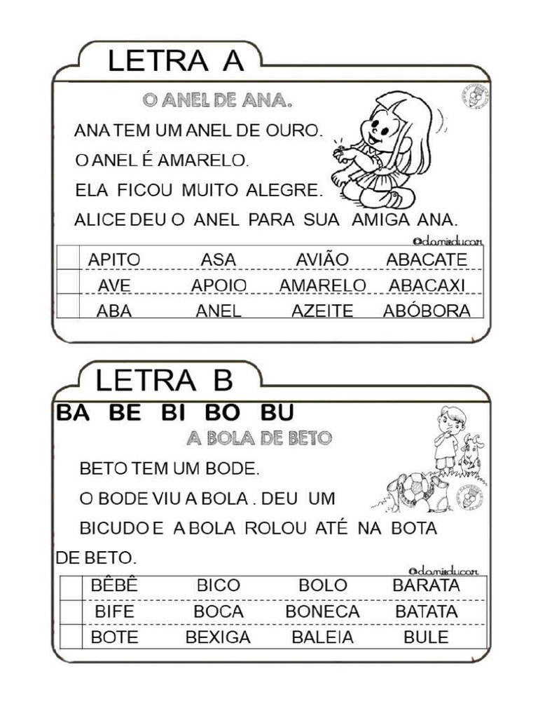 APOSTILA DE LEITURA ALFABETIZAÇÃO | PDF