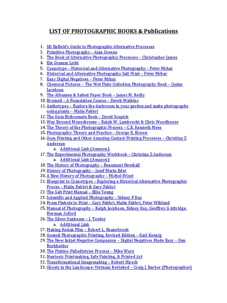 Photo Books List | PDF | Photograph | Optics