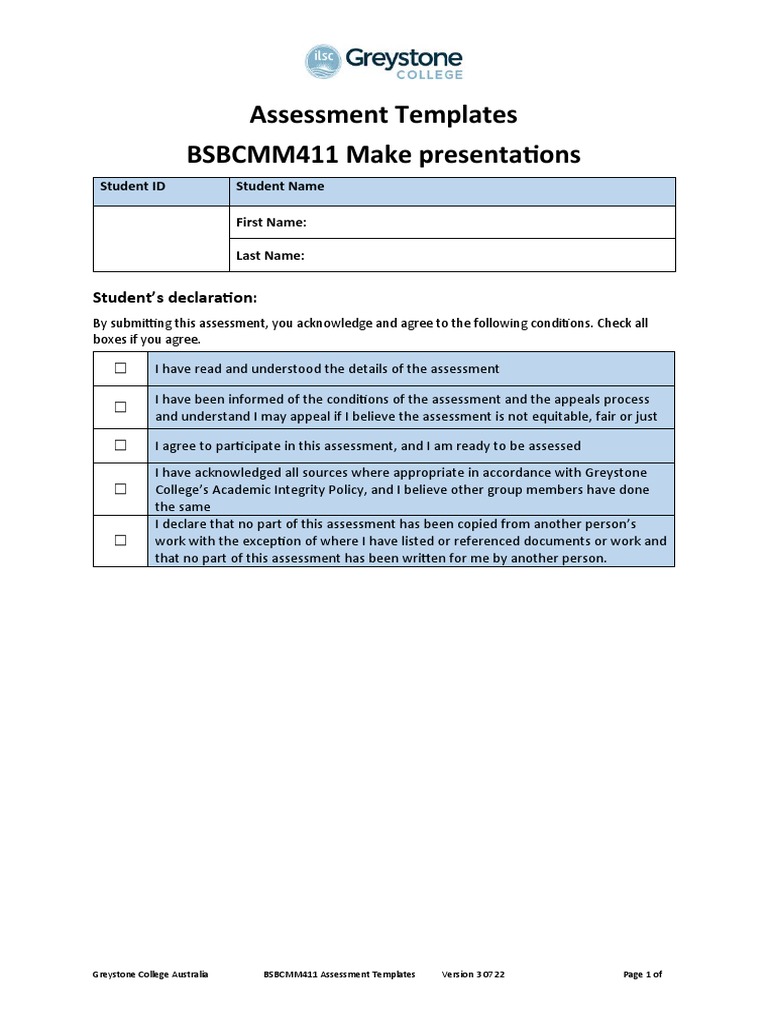 BSBCMM411 Assessment Templates V3.0722 | PDF | Communication | Target ...