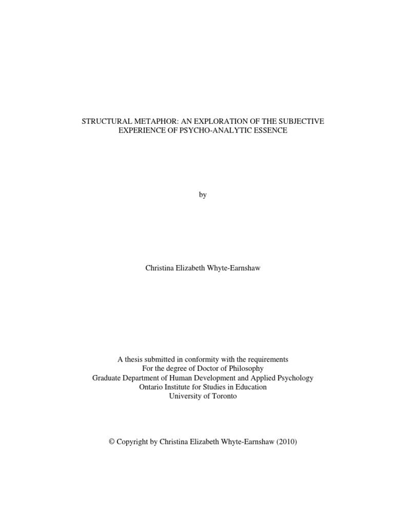 Structural Metaphor | PDF | Psychoanalysis | Experience