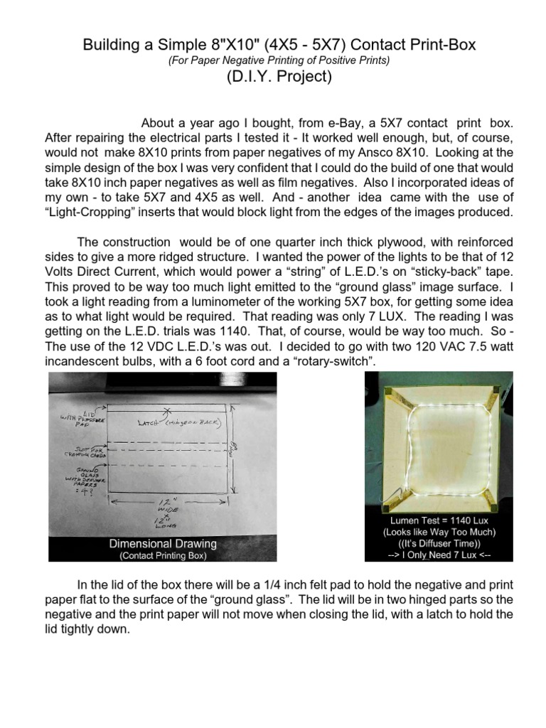 8X10 Contact Print Box | PDF | Photograph | Camera