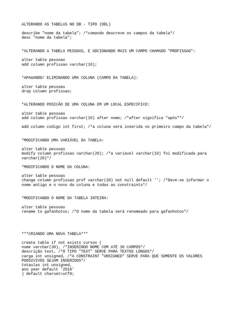 Modificando Os Dados e Tabelas | PDF