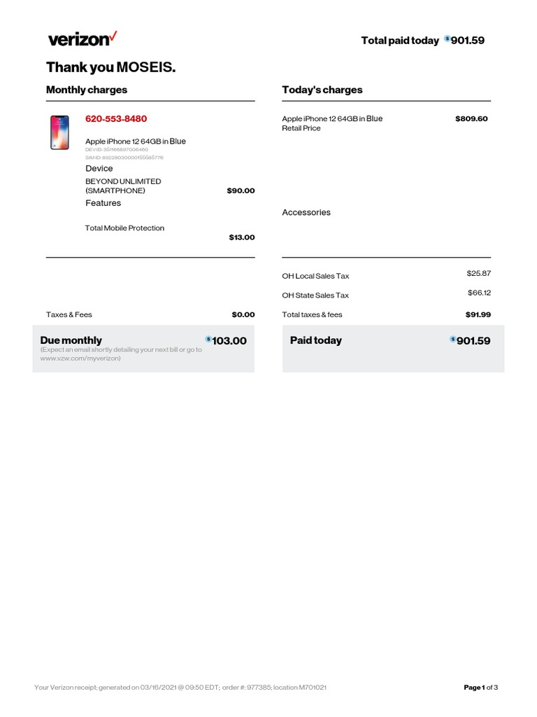 VERIZON USA Iphone 12 64gb | PDF | Credit Card | Payments