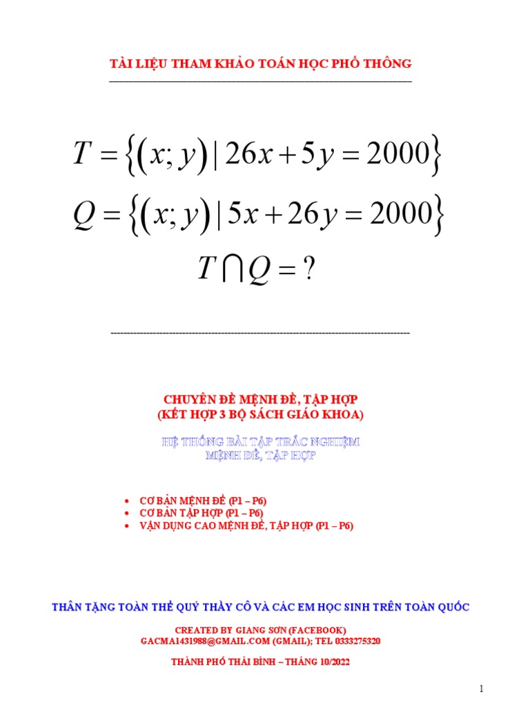 He Thong Bai Tap Trac Nghiem Menh de Va Tap Hop | PDF