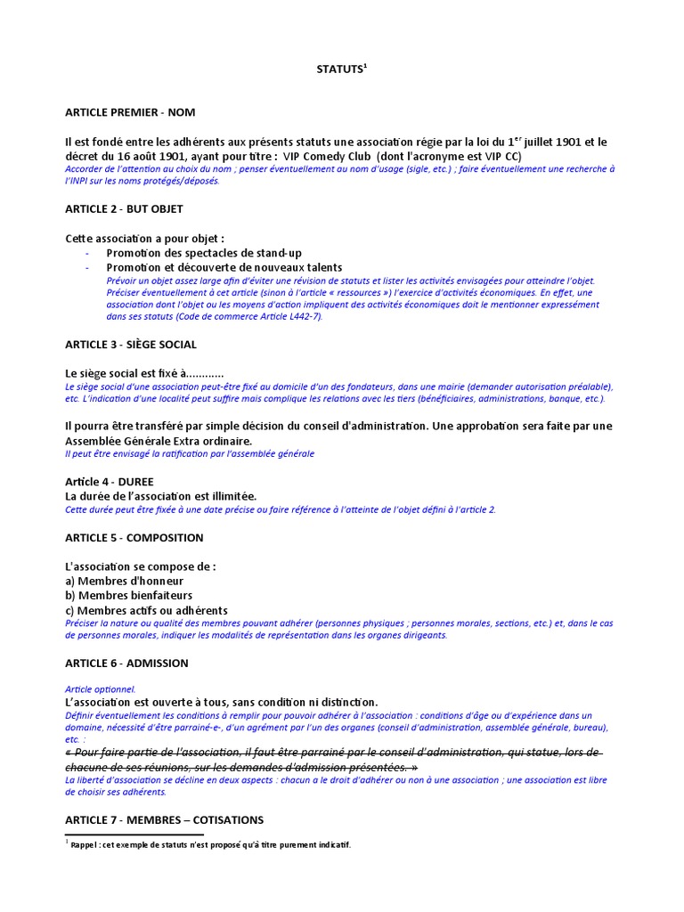 Exemple de Statuts D Association | PDF | Conseil d'administration