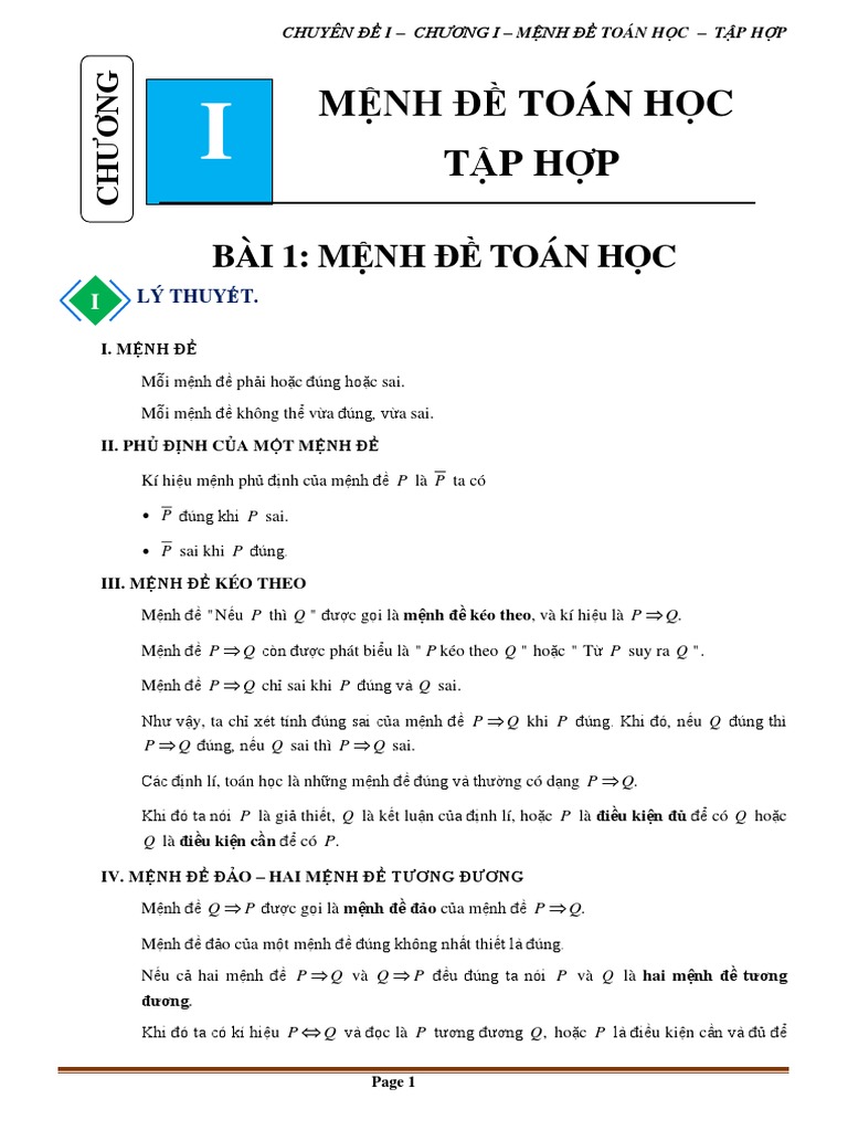 Chuyen de Menh de Va Tap Hop Toan 10 Ket Noi Tri Thuc Voi Cuoc Song | PDF