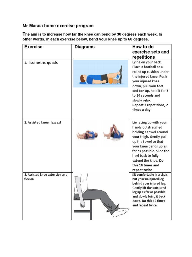 Home Exercise Program | PDF | Knee | Anatomical Terms Of Motion