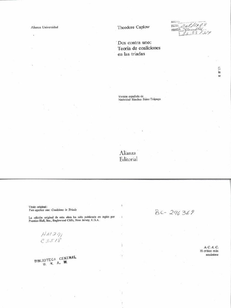 Toaz - Info Theodore Caplow Dos Contra Uno Teoria de Coaliciones en Las ...