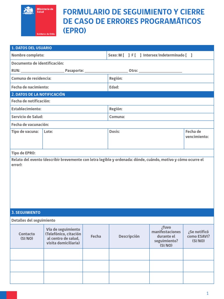 Formulario Seguimiento EPRO | PDF | Cuidado de la salud | Medicina