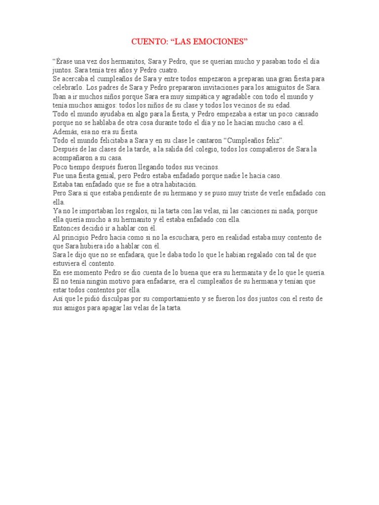 Cuento Las Emociones | PDF