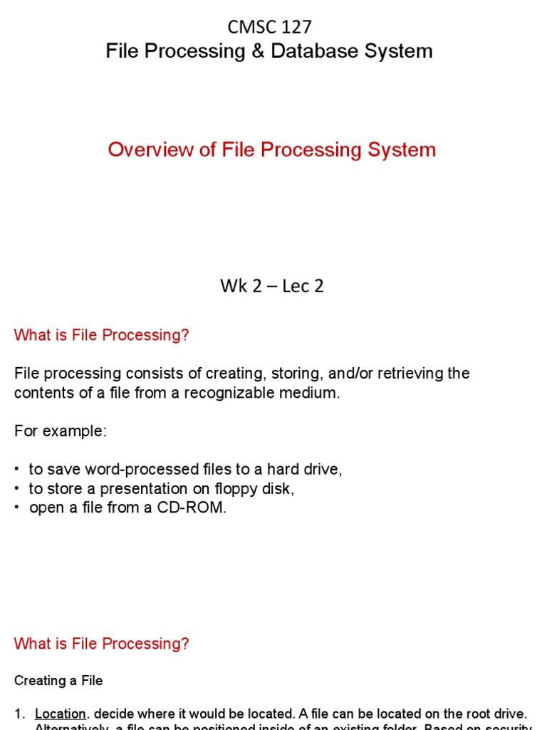 W2L2 - File Processing | PDF | Computer File | File System