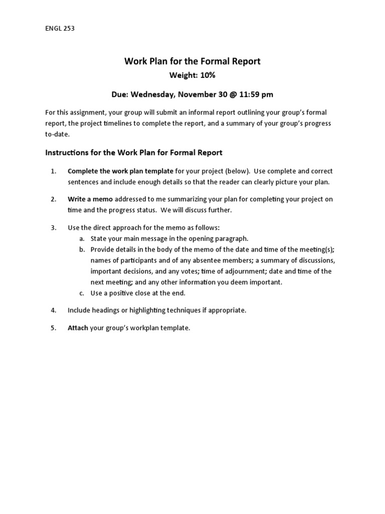 Writing 2 Work Plan For Formal Report2 - Group2 | PDF | Communication | Cognition