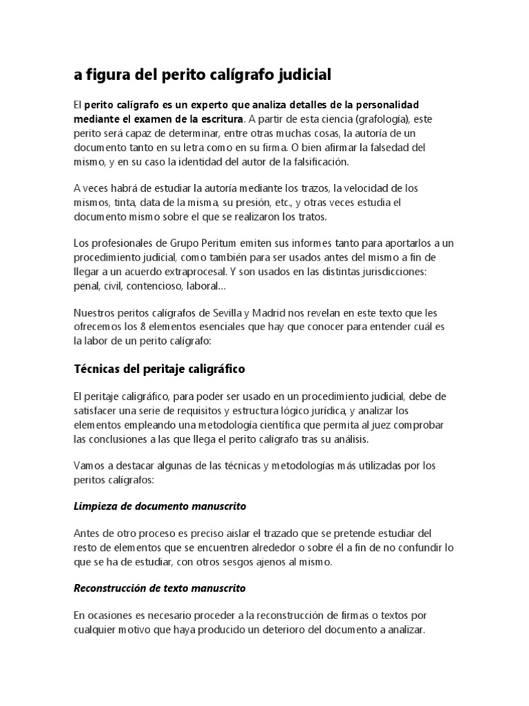 La Figura Del Perito Calígrafo | PDF | Testigo experto | Experto