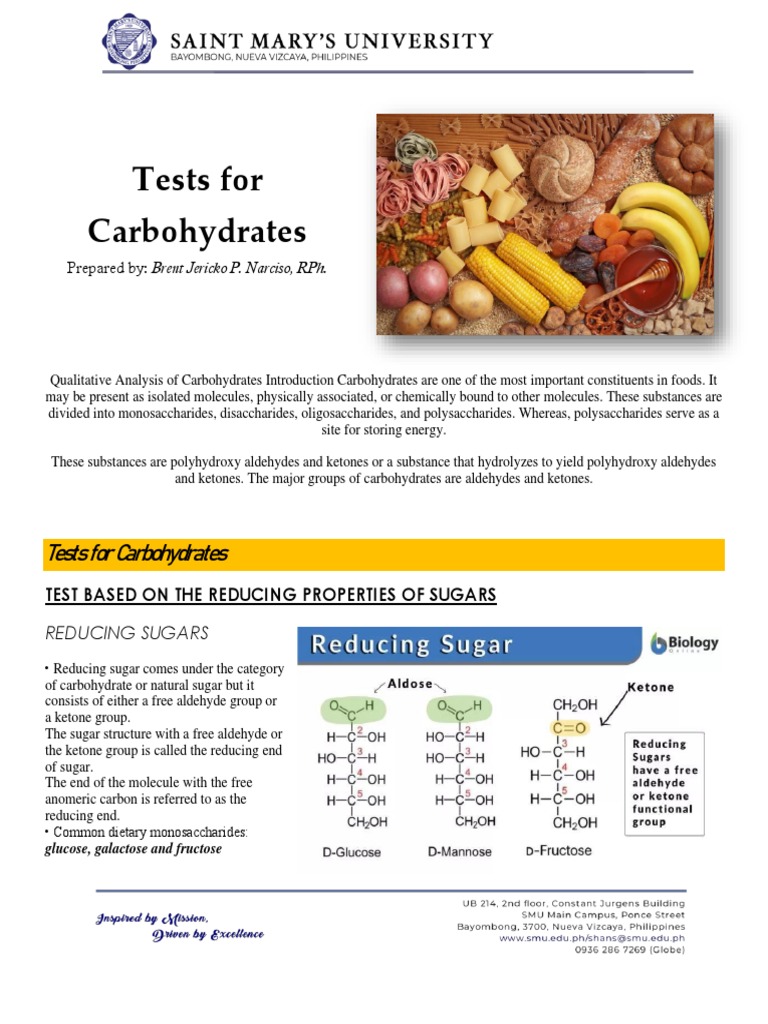 Tests for Analyzing Carbohydrates | PDF | Carbohydrates | Chemical ...