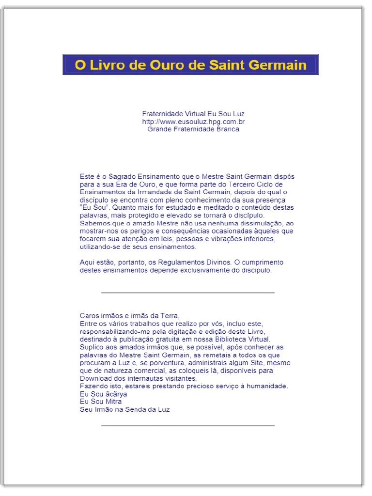 O Livro de Ouro de Saint Germain - PDF Download Grátis | PDF