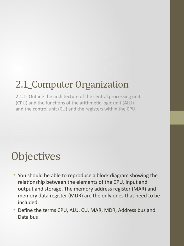 2.1.1 Computer Organization Autosaved | PDF | Central Processing Unit | Computer Data Storage
