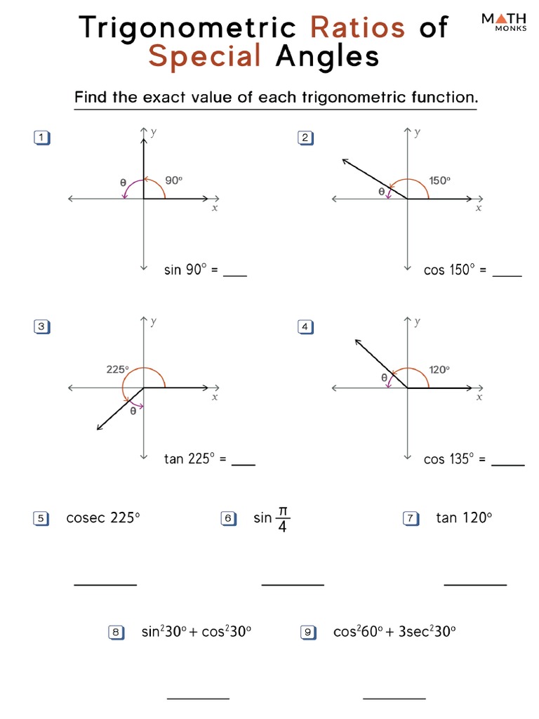 Trigonometric Ratios Worksheet Pdf