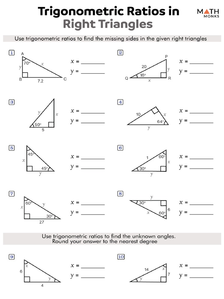 Geometry-Worksheet-Trig-Ratios-in-Right-Triangles-with-Answers | PDF