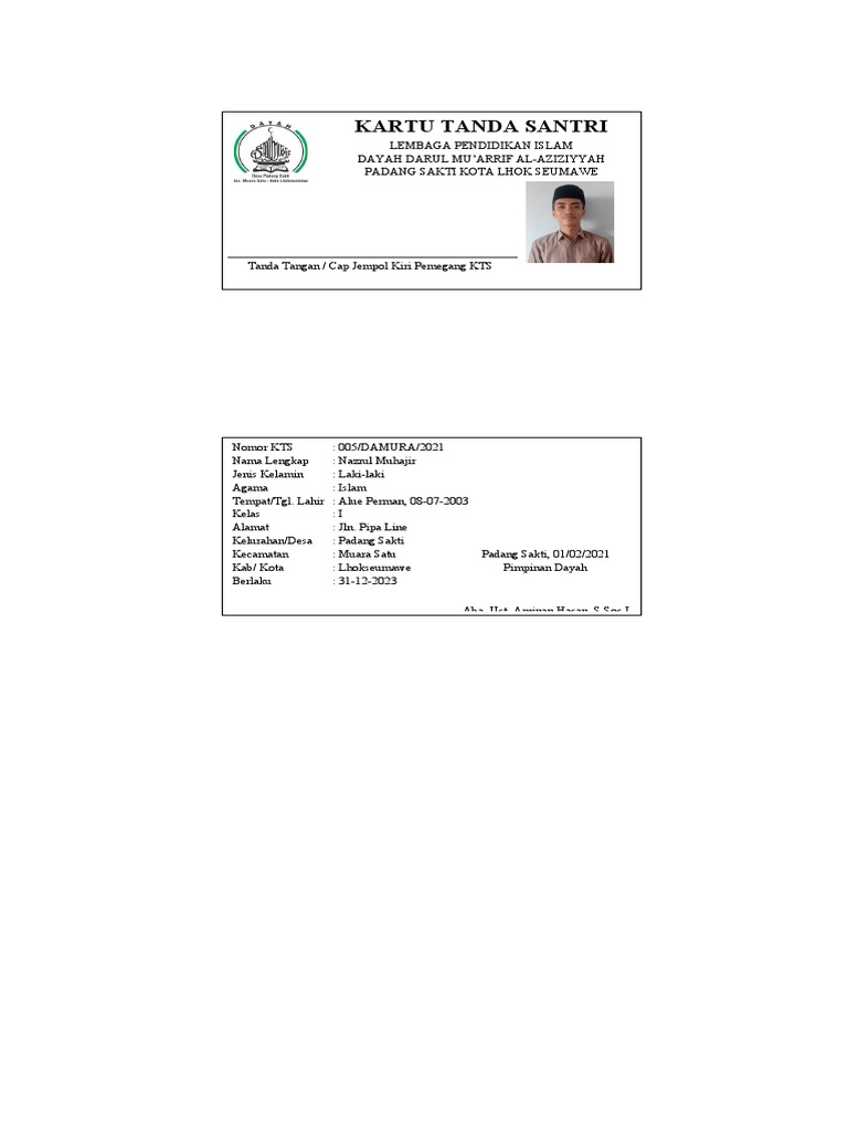 Kartu Santri | PDF