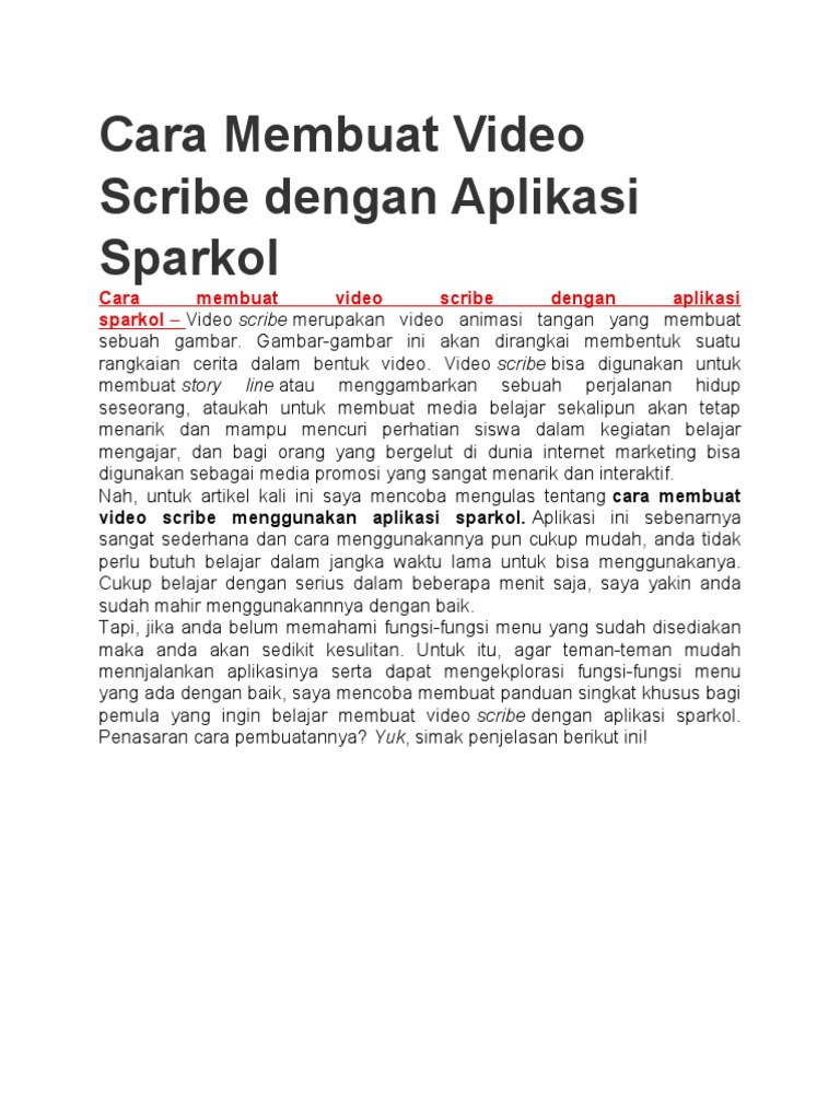 Cara Membuat Video Scribe Dengan Aplikasi Sparkol | PDF