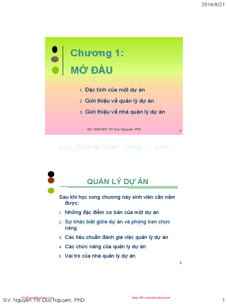 Quan-Ly-Du-An - Nguyen-Thi-Duc-Nguyen - 2014-Qlda - ch1 - (Cuuduongthancong - Com) | PDF