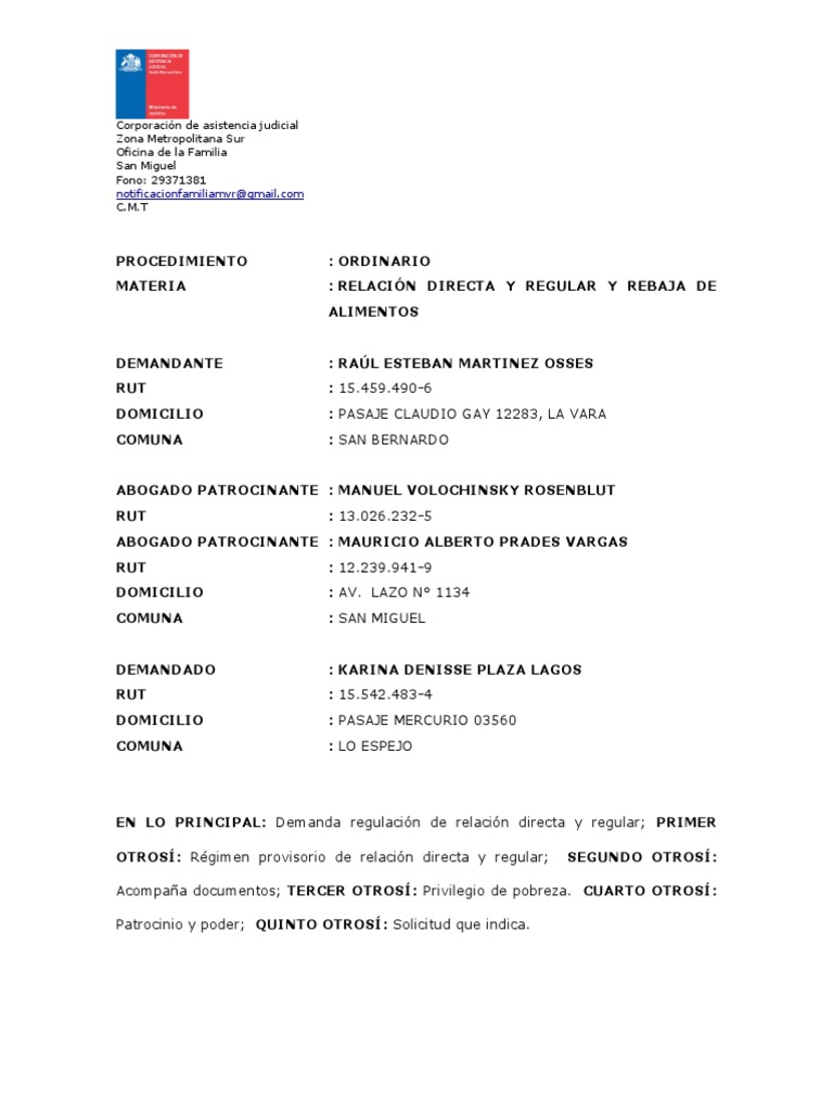 demanda relación directa y regular, | PDF | Convenio europeo de ...