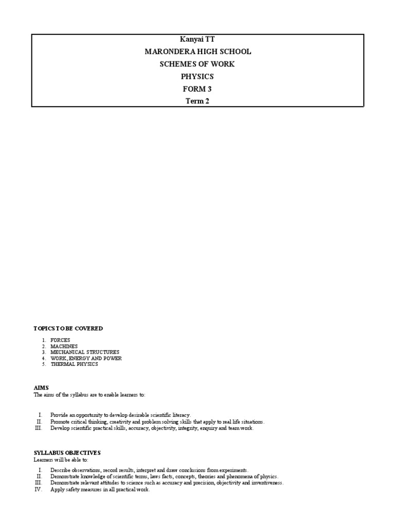 Physics F3 Scheme.term2-2023 | PDF | Temperature | Thermal Expansion