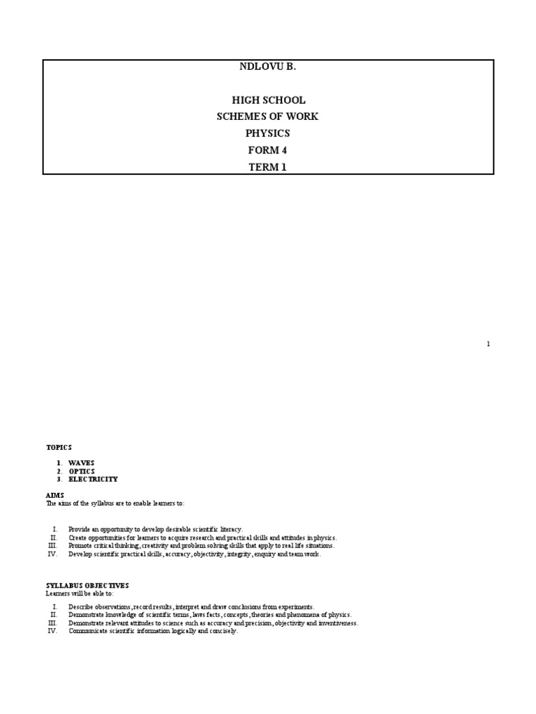 Physics_F4_Scheme_Term1_2022 | PDF | Waves | Sound