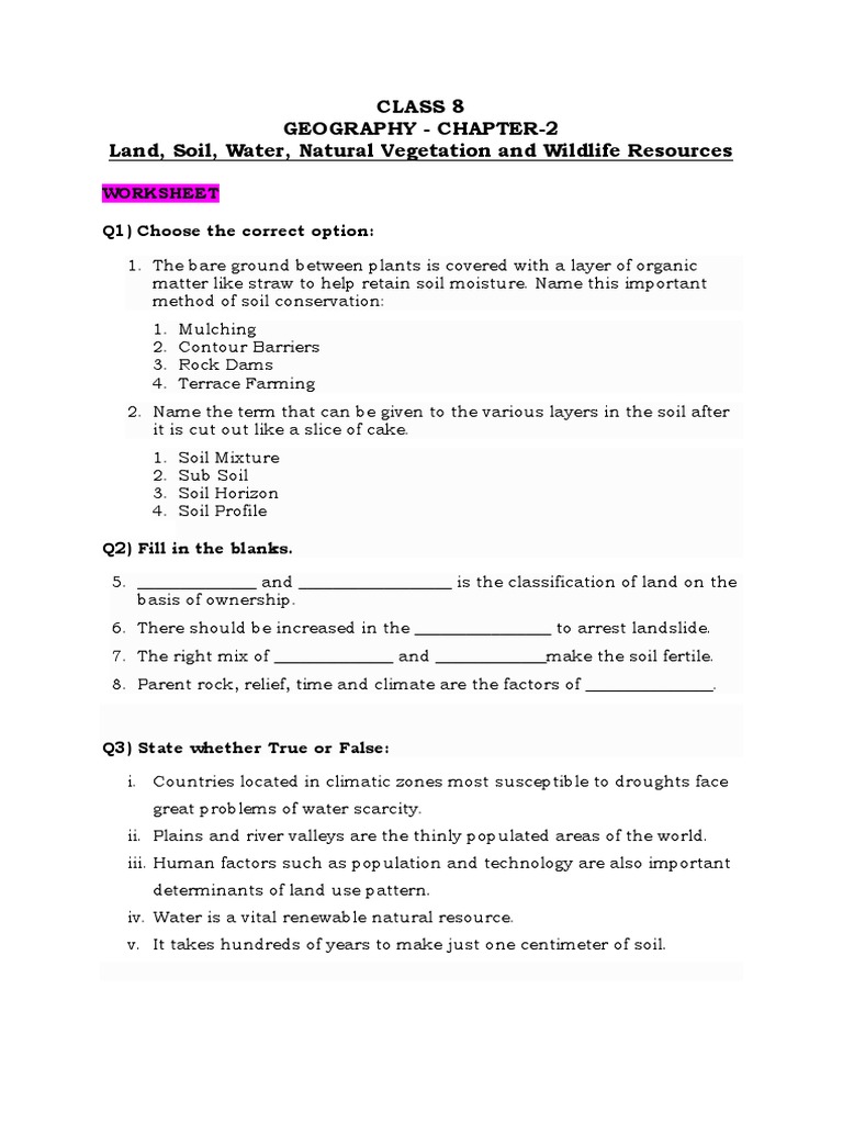 Class - 8 Geo-Ch-2 - Worksheet | PDF