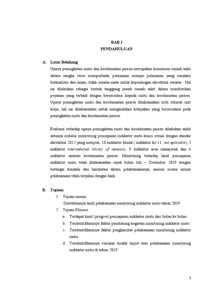 Laporan Indikator Mutu PMKP 2019 | PDF