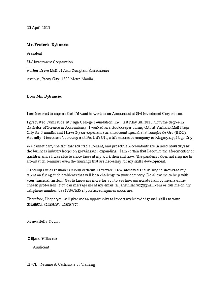 Application Letter | PDF