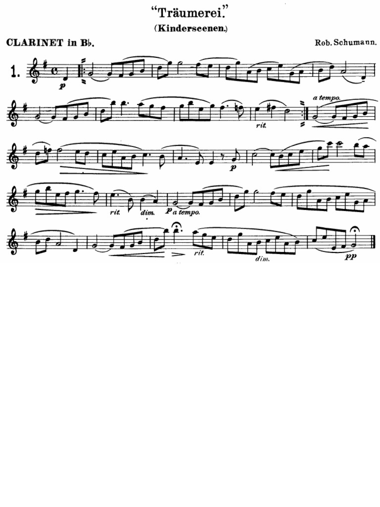 Schumann Traumerei Clarinet | PDF