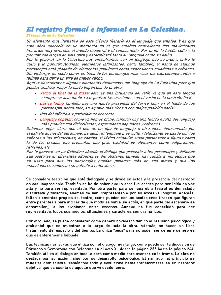 El Registro Formal e Informal 7 | PDF | latín | Teatro