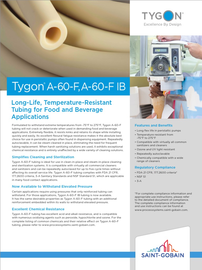 Tygon a 60 f f Ib Food Beverage Tubing (1) | PDF | Ultimate Tensile ...