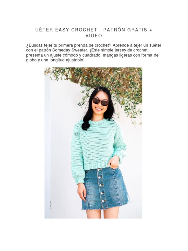 Patrón Gratis Suéter a Crochet | PDF | Tejer | Costura