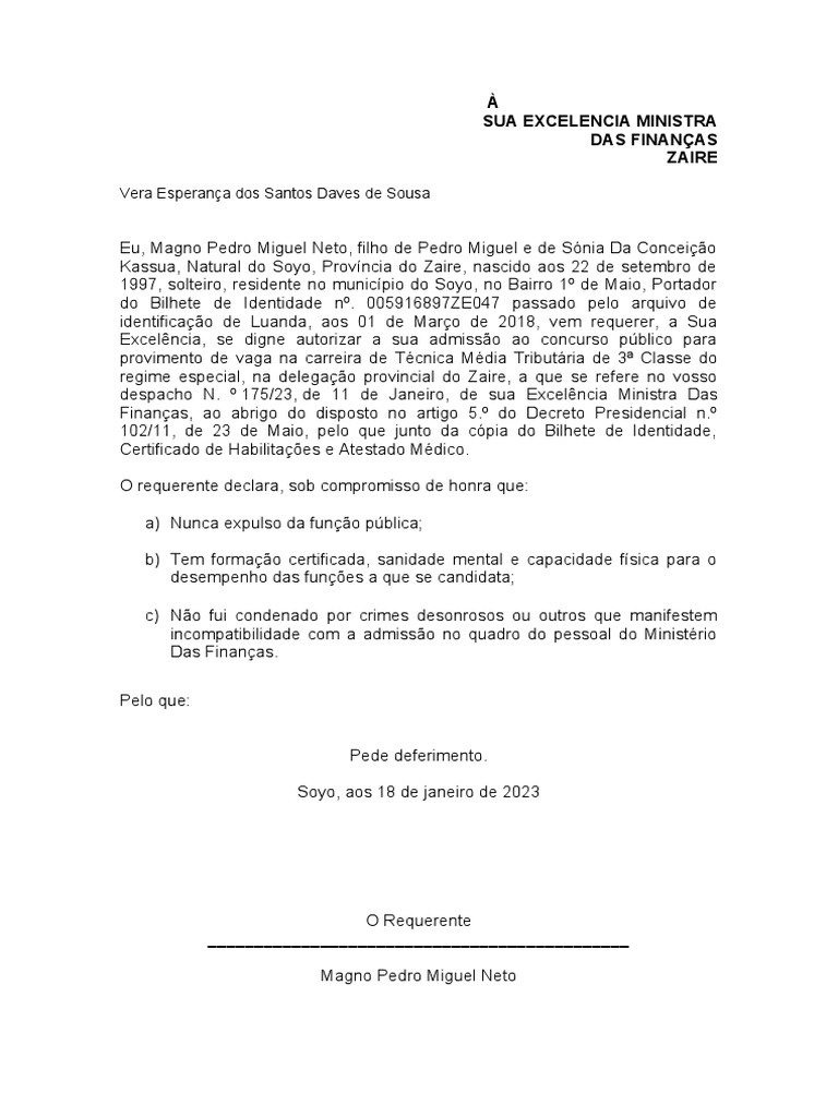 Requerimento - Concurso Público | PDF