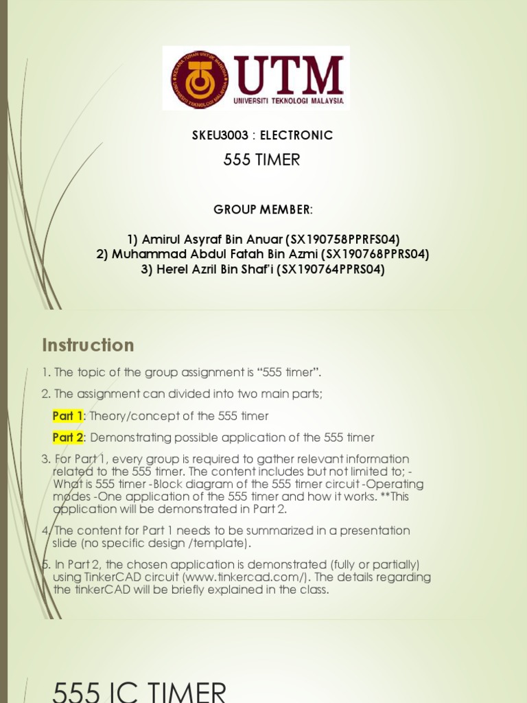 555 Ic Timer | PDF | Electronic Circuits | Electrical Components