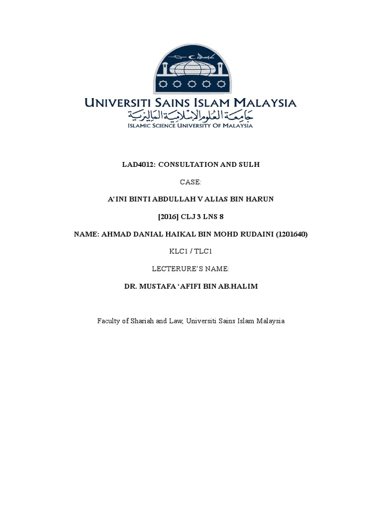 Sulh Case Review 1201640 | PDF | Child Custody | Sharia
