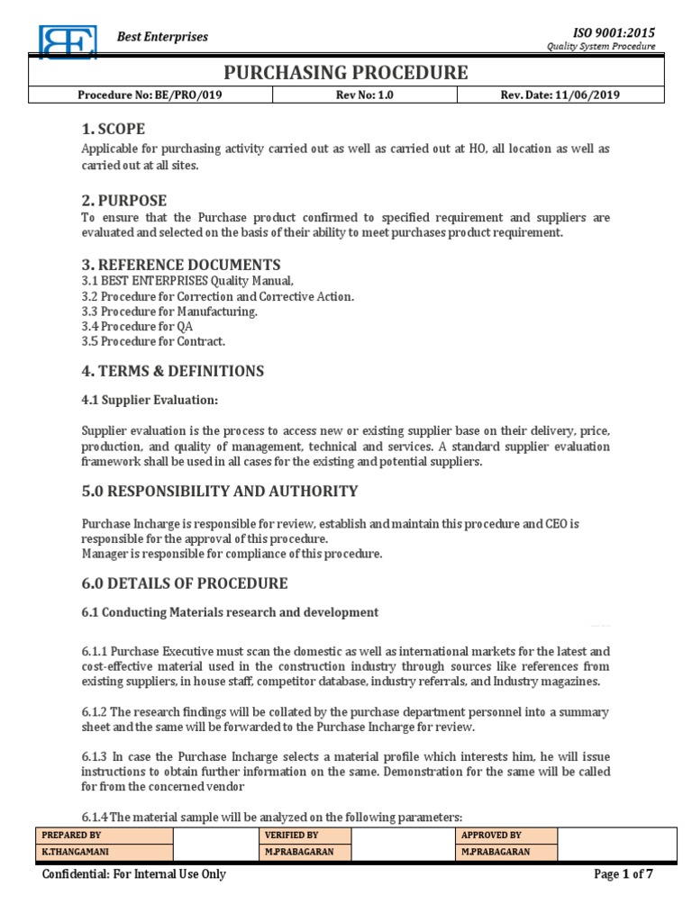 19 Purchasing Procedure | PDF | Invoice | Business