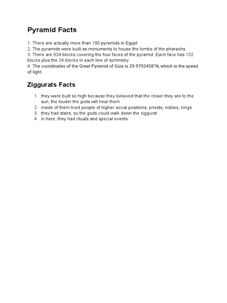 Pyramids and Ziggurats: Key Facts | PDF