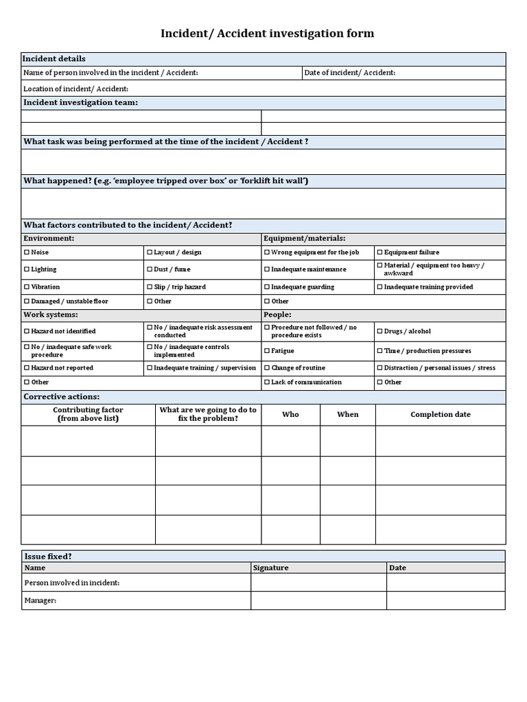 01 Incident - Accident Investigation Report | Download Free PDF ...