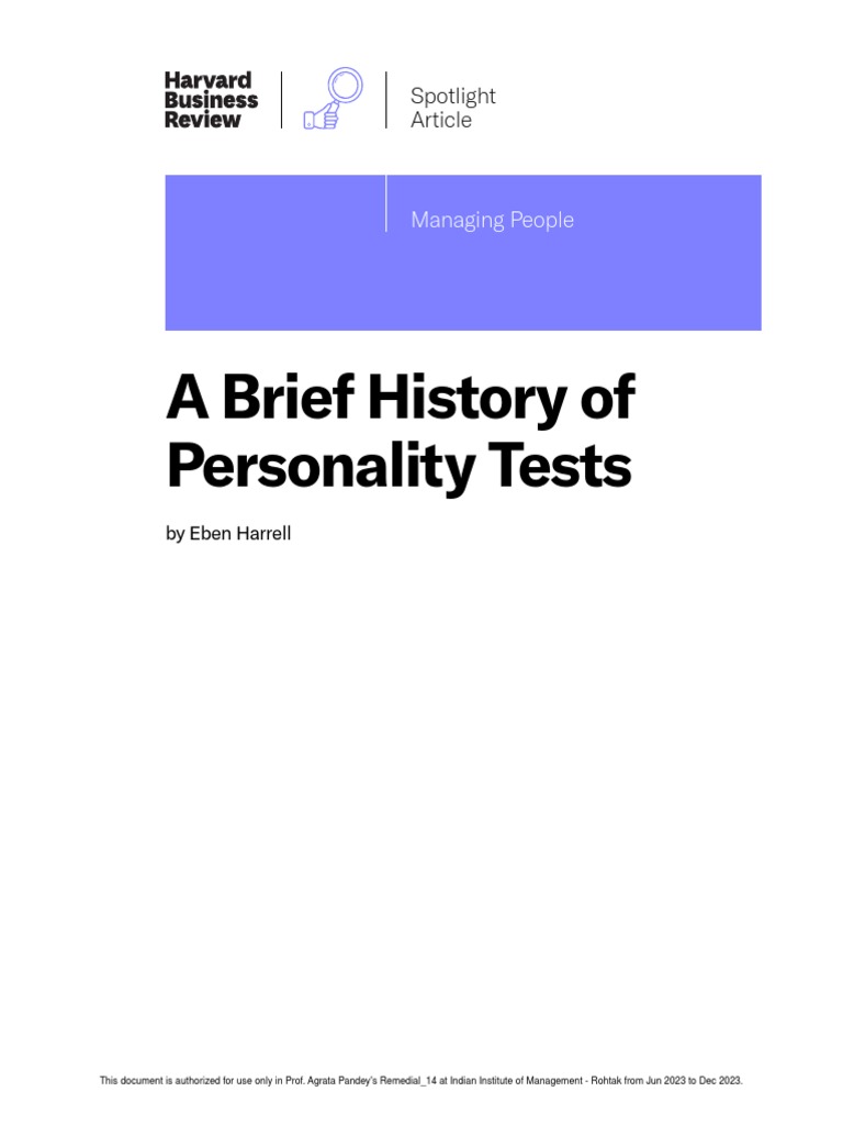 A Brief History of Personality Tests | PDF | Cognitive Science ...