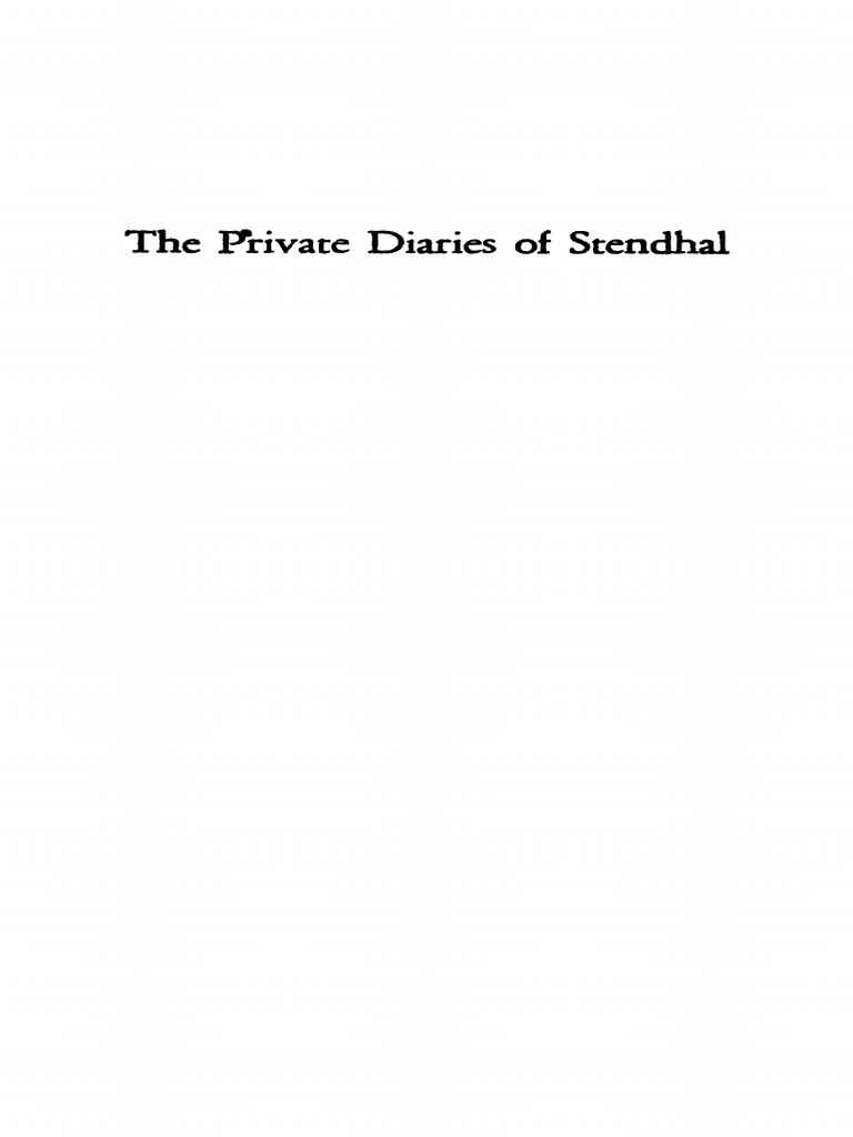 The Private diaries of Stendhal | PDF