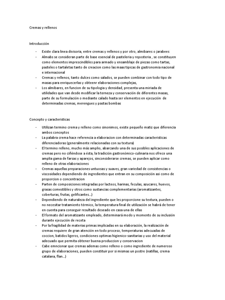 Cremas y Rellenos | PDF | Crema | Postres