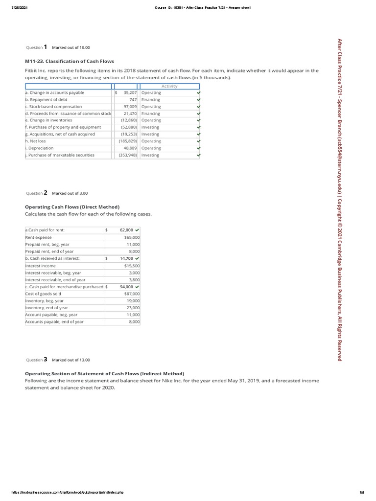 After Class Practice 7 - 21 - Answer Sheet | PDF | Expense | Equity ...
