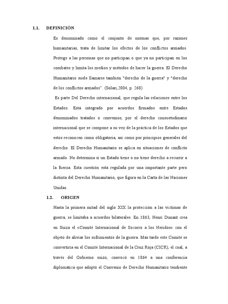 Derecho Humanitario: Definición y Origen | PDF | Ley humanitaria ...