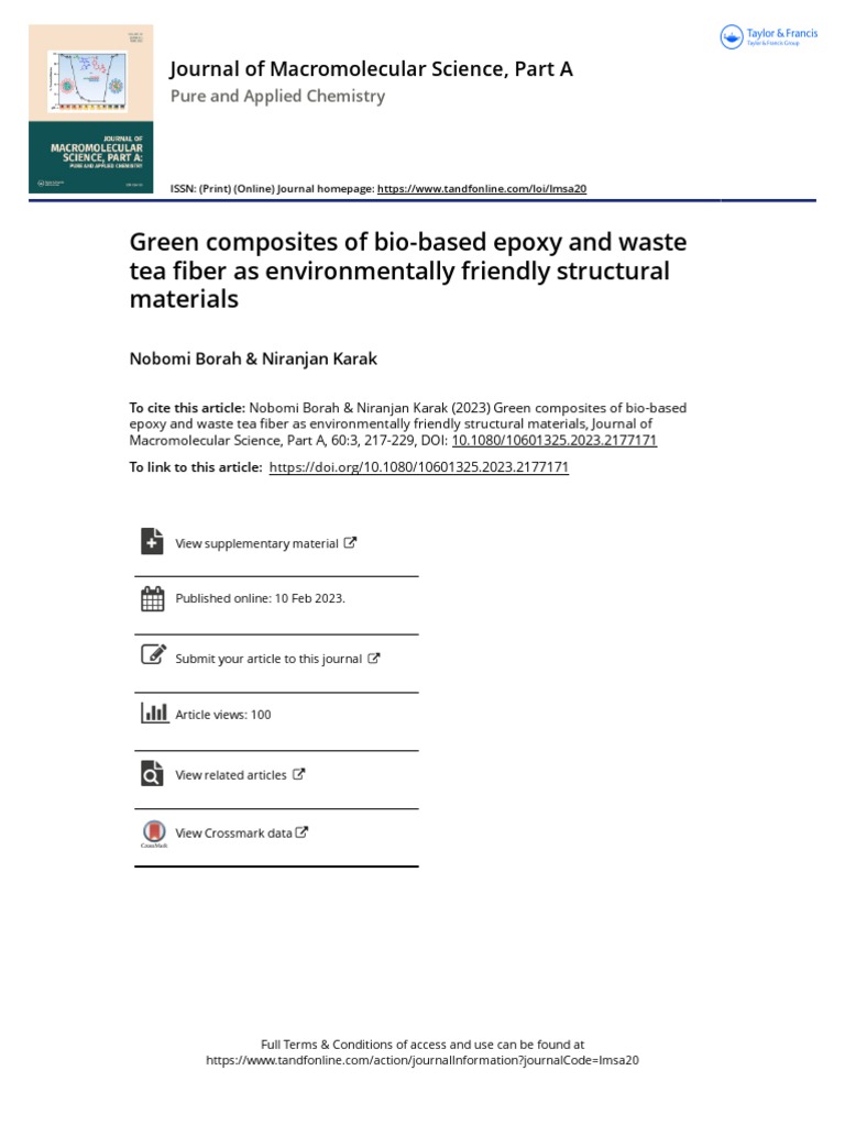 Green Composites of Bio Based Epoxy and Waste Tea Fiber As ...